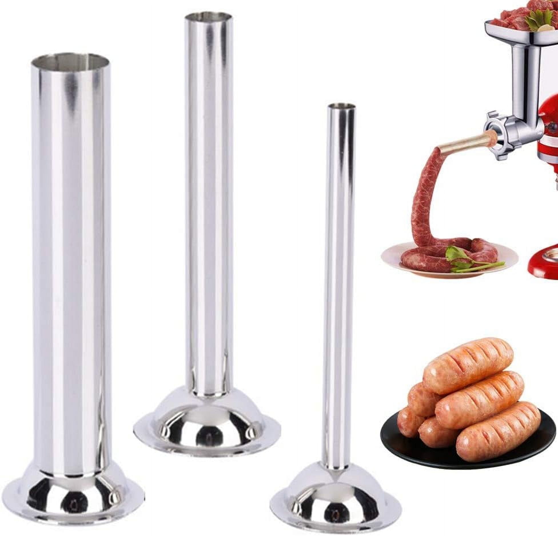 Sausage Stuffer Tubes - 3 Pieces Stainless Steel Grinder Stuffer Tubes ...