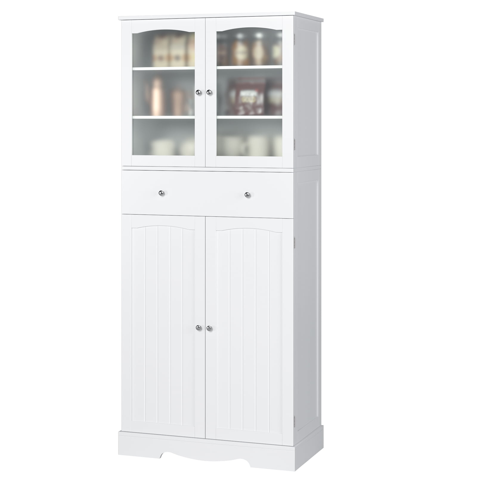 Homfa Tall Kitchen Pantry with 4 Doors, Free Standing Storage Cabinet ...