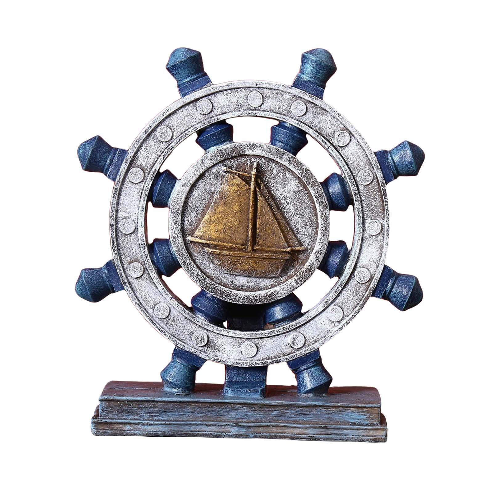 Ship Steering Wheel Nautical Rudder Resin Handicraft Statue Model Boat ...