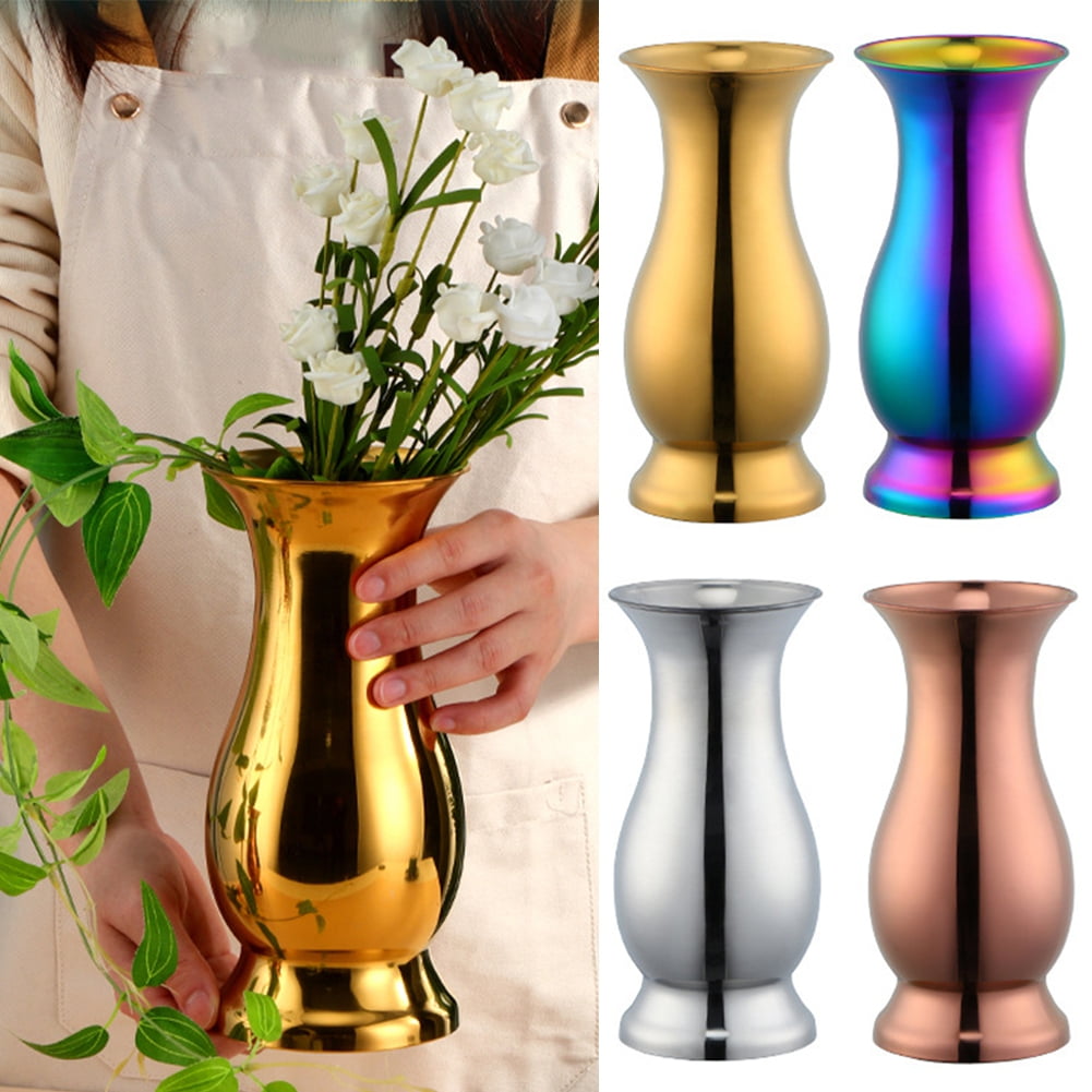 Shenmeida Stainless Steel Vase for Flowers Unbreakable Shiny Metal ...