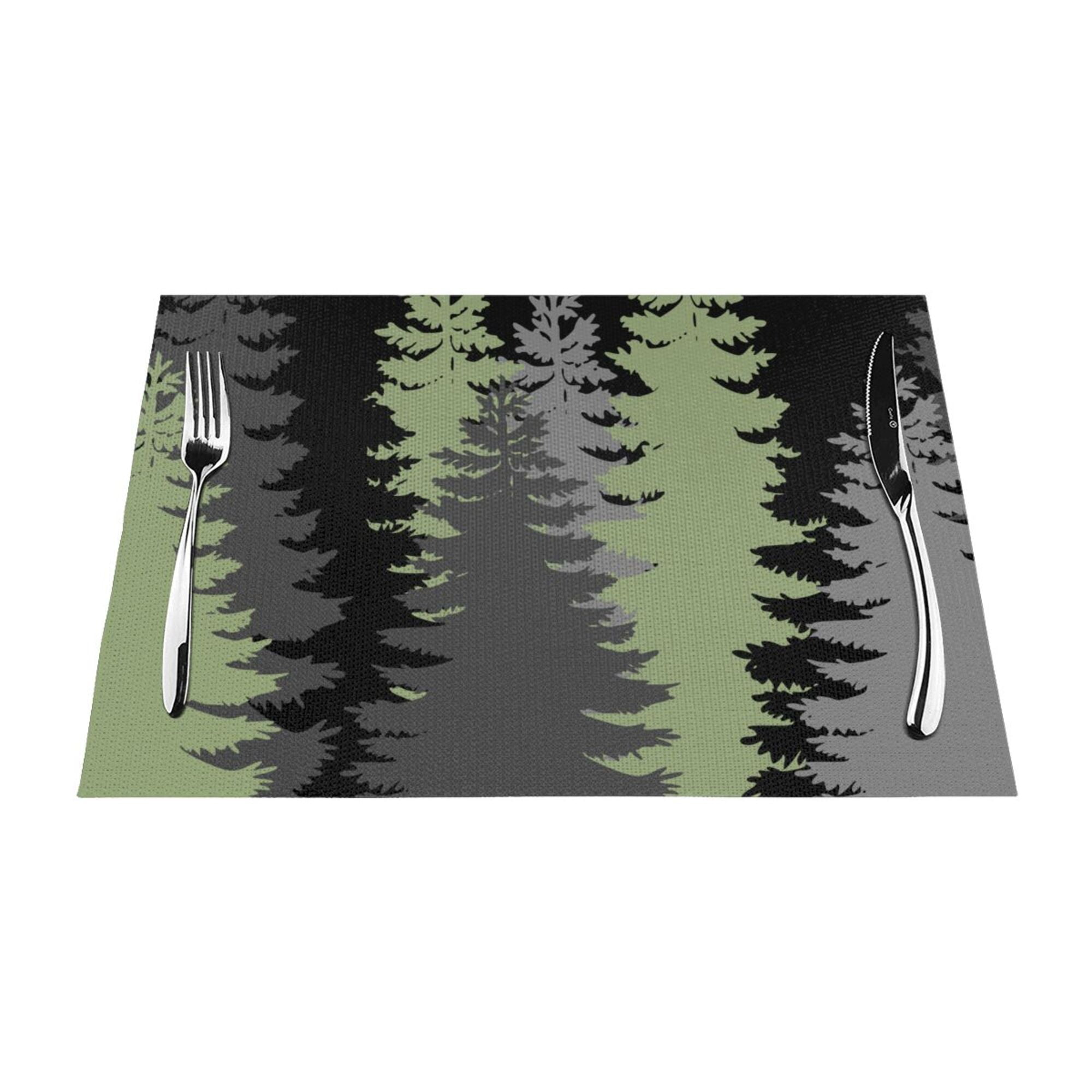 XMXY Woven Placemats Set of 4 PCS, Forest Trees Green Table Mats ...