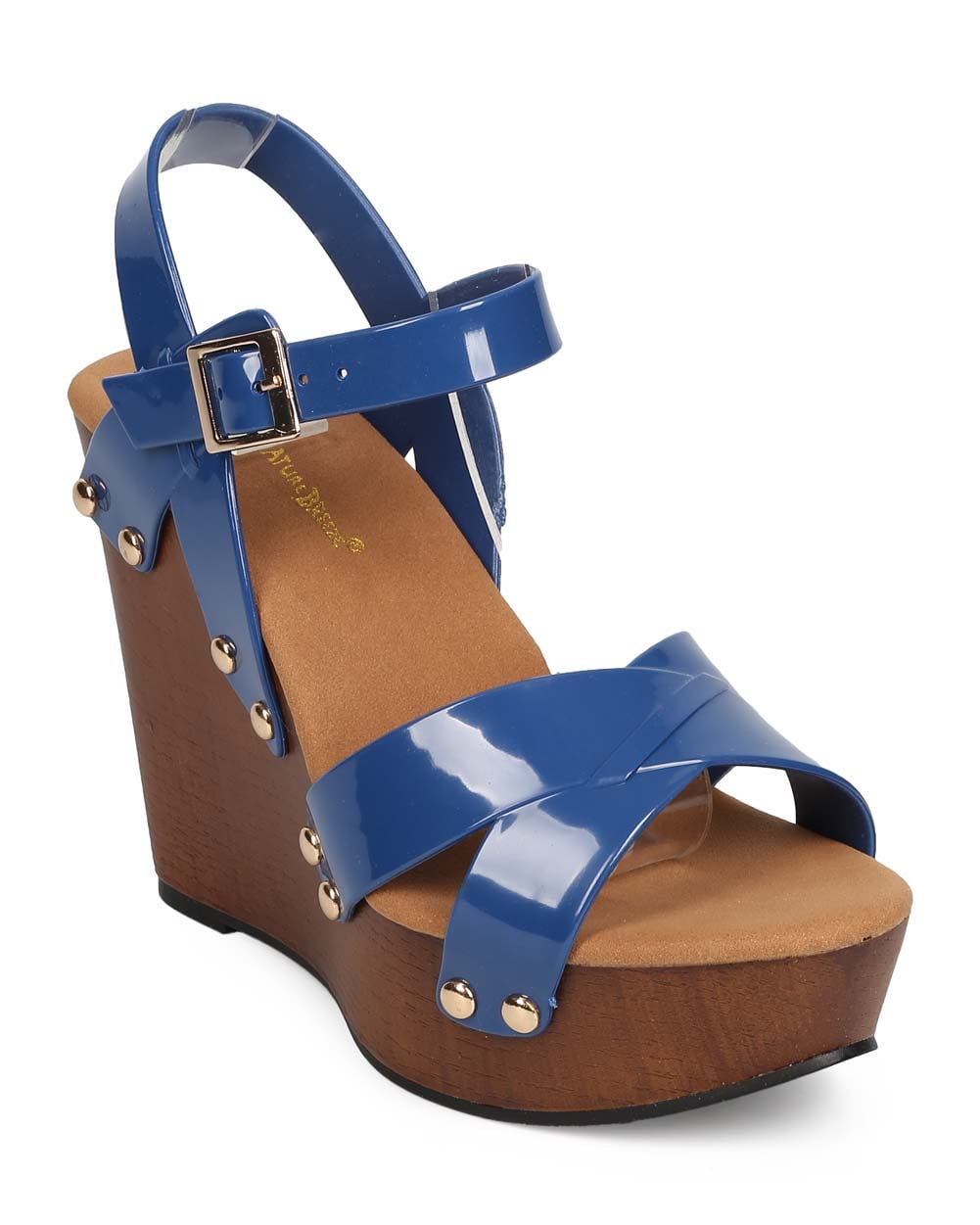 Nature Breeze EB06 Women Jelly Peep Toe Studded Criss Cross Clog Wedge ...