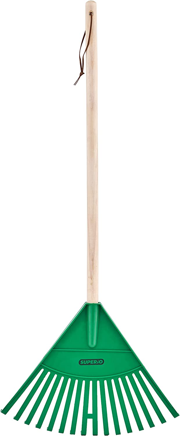 Superio Kids Rake with Hardwood Handle- Durable Plastic Green Head to ...