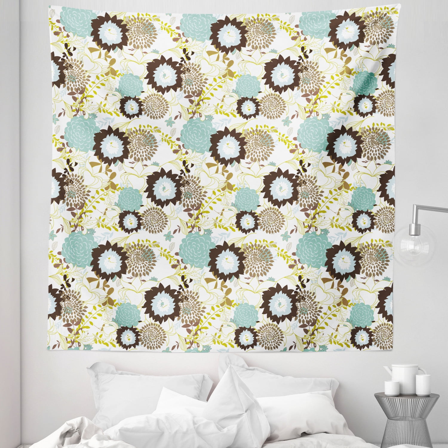 Vintage Tapestry, Abstract Pattern of Old Fashioned Exotic Flowers ...