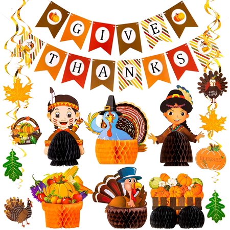 33Pcs Thanksgiving Party Decoration Set Including 6 Thanksgiving ...
