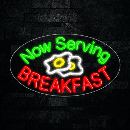 Now Serving Breakfast LED Neon Sign 28"L x 16"H #34499 - Walmart.com
