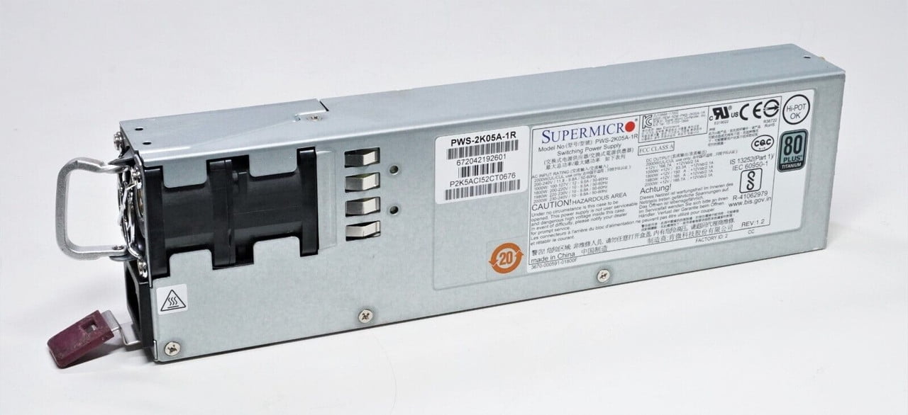 Supermicro PWS-2K05A-1R 1U 2000W Redundant Titanium Power Supply W ...