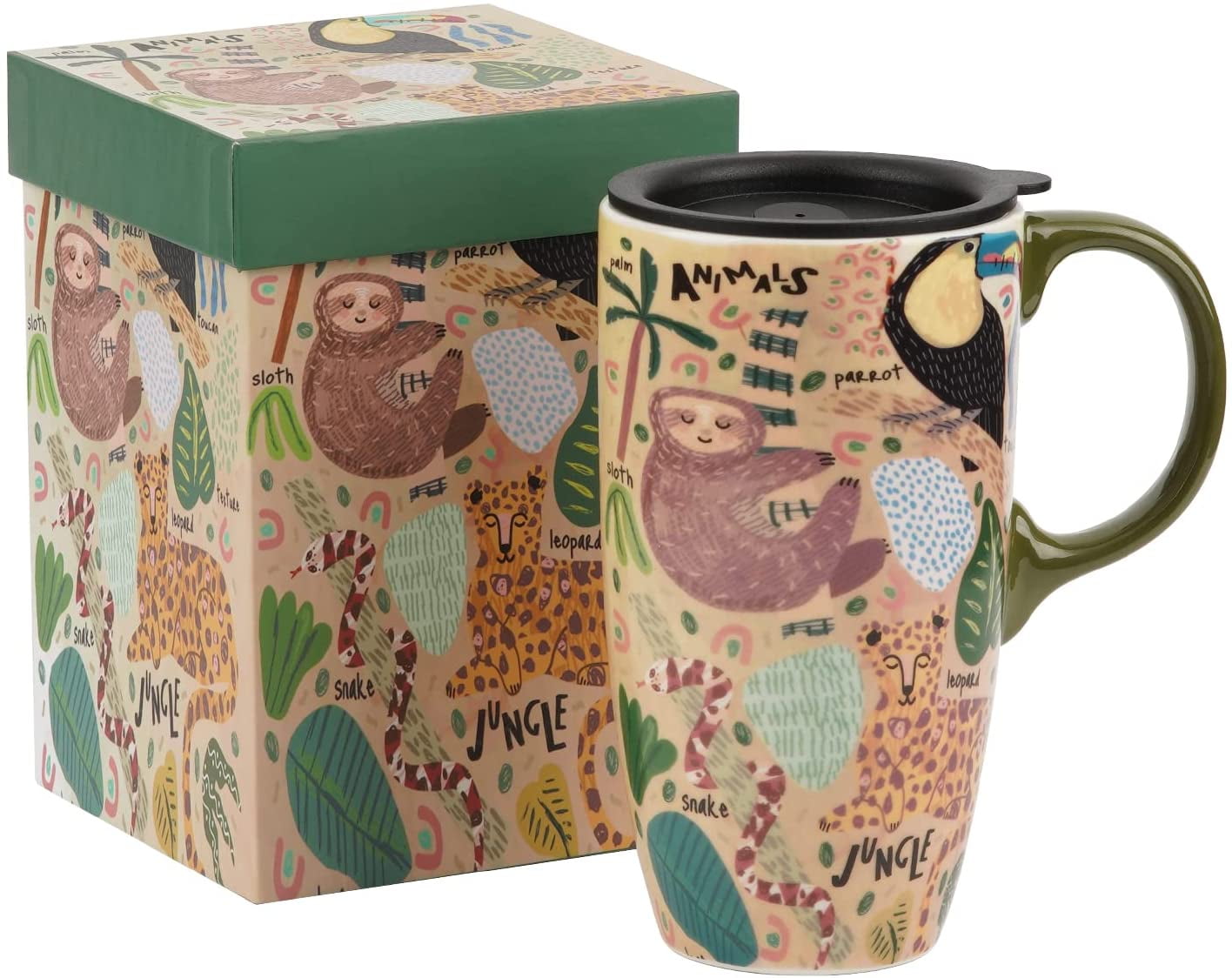 Tall Ceramic Mugs 17 oz. Coffee Cups Sealed Lid Mug With Color Box ...