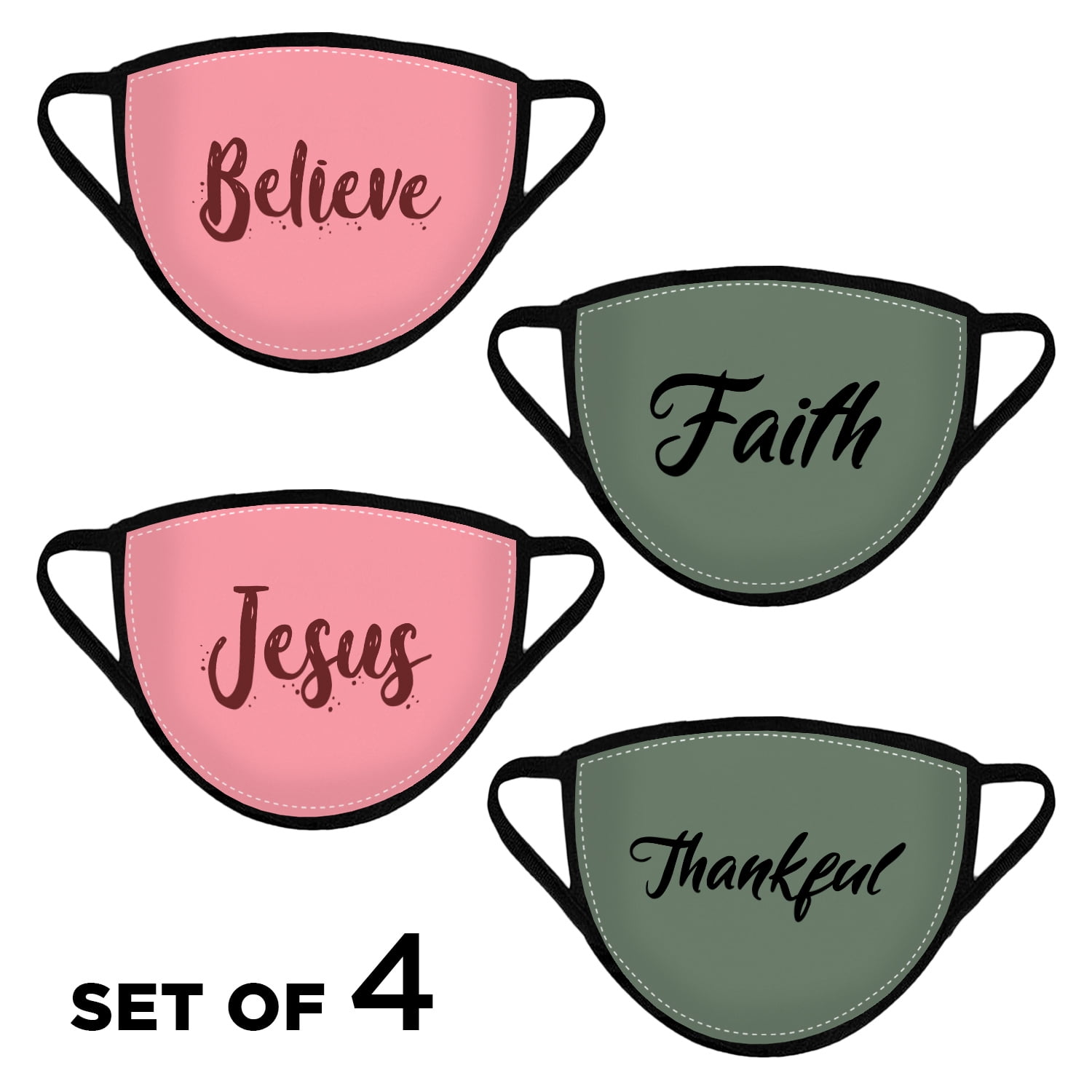 4 PCS Religious Face Mask Washable Face Mask Reusable Face Masks 4 ...