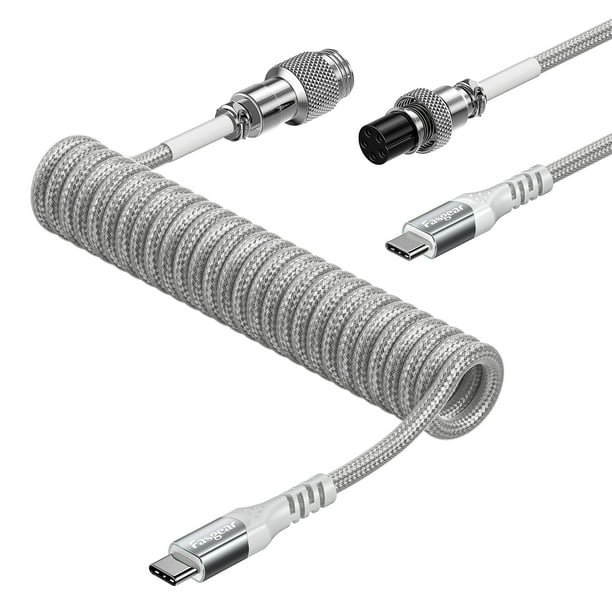 Fasgear Coiled USB C Keyboard Cable, 1.8m/6ft Type C to Type C keyboard ...