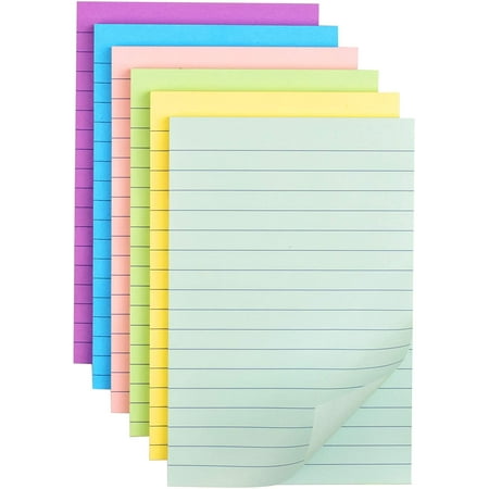 Lined Notes 100mm x 150mm 6 Pads, Sticky Notes Pastel Colors | Walmart ...
