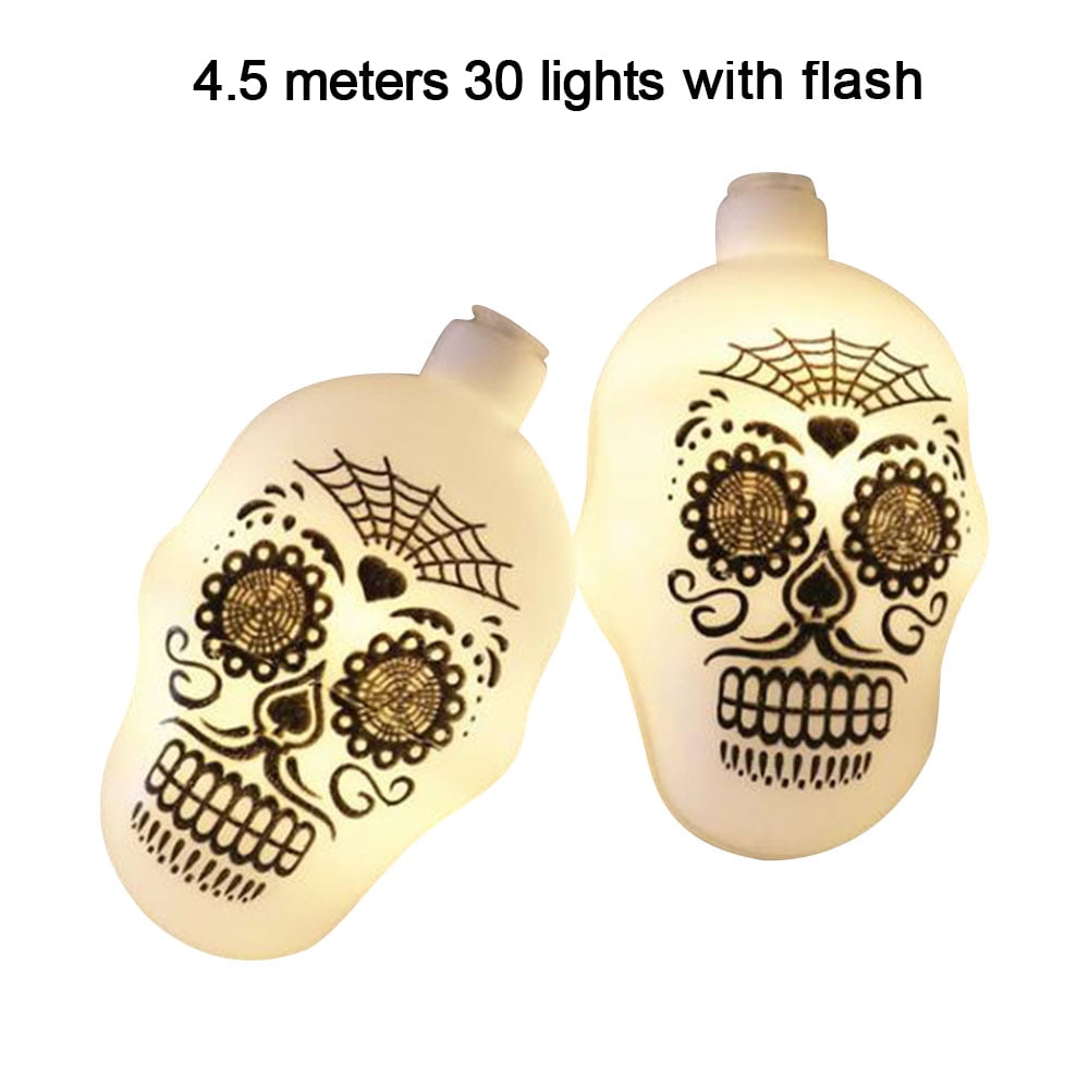 Halloween Skull String Lights LED Lantern Outdoor Fairy Lights Barbecue ...