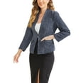 INSPIRE CHIC Women's Plaid Tweed Blazer Long Sleeve Open Front Work ...