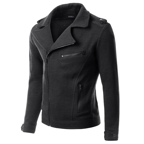Doublju Casual Asymmetrical Zip Up Rider Jacket - Walmart.com