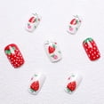 24 Pieces Cute Strawberry Pattern Press On Nails - Medium Square Shiny ...
