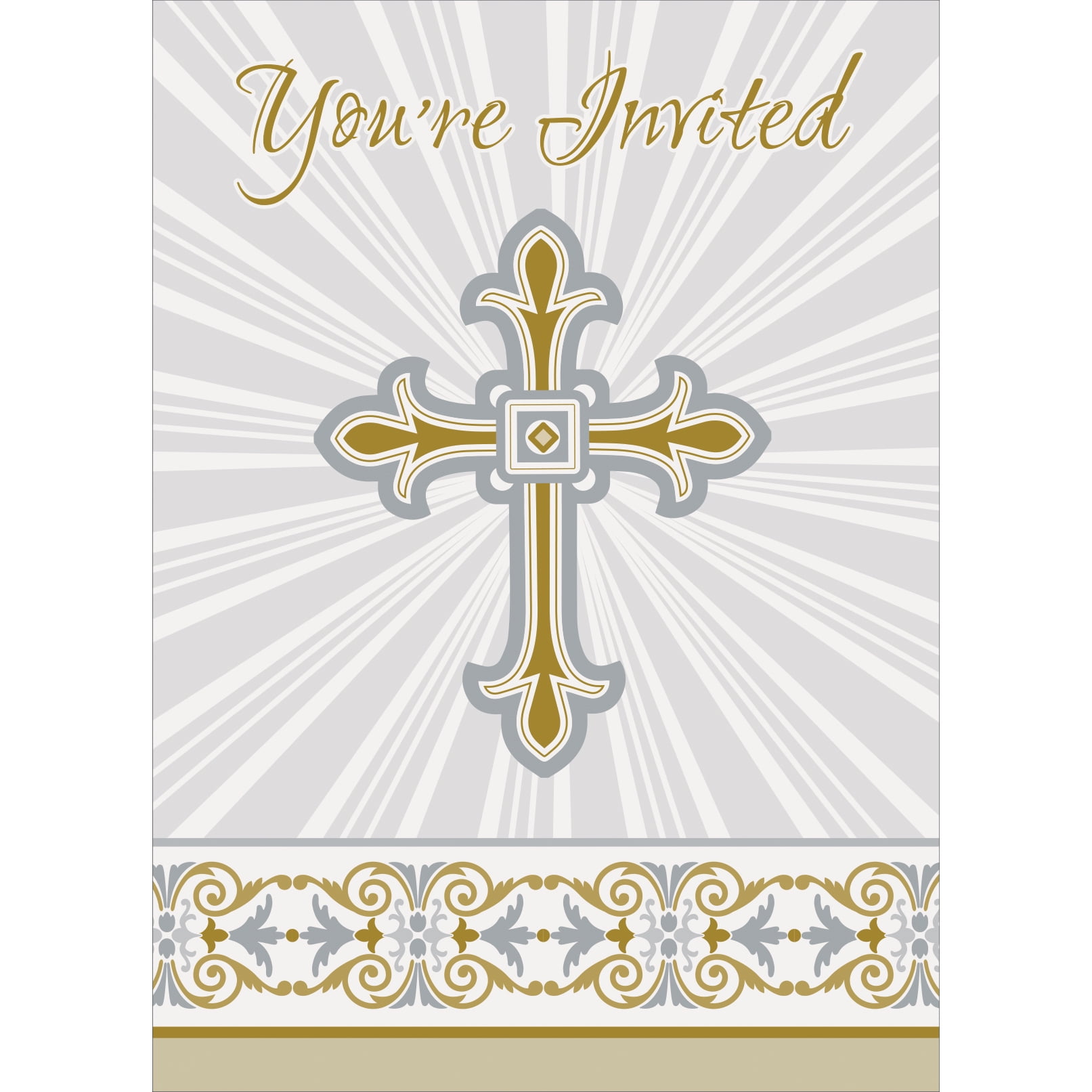 Radiant Cross Religious Invitations, Gold & Silver, 8ct - Walmart.com