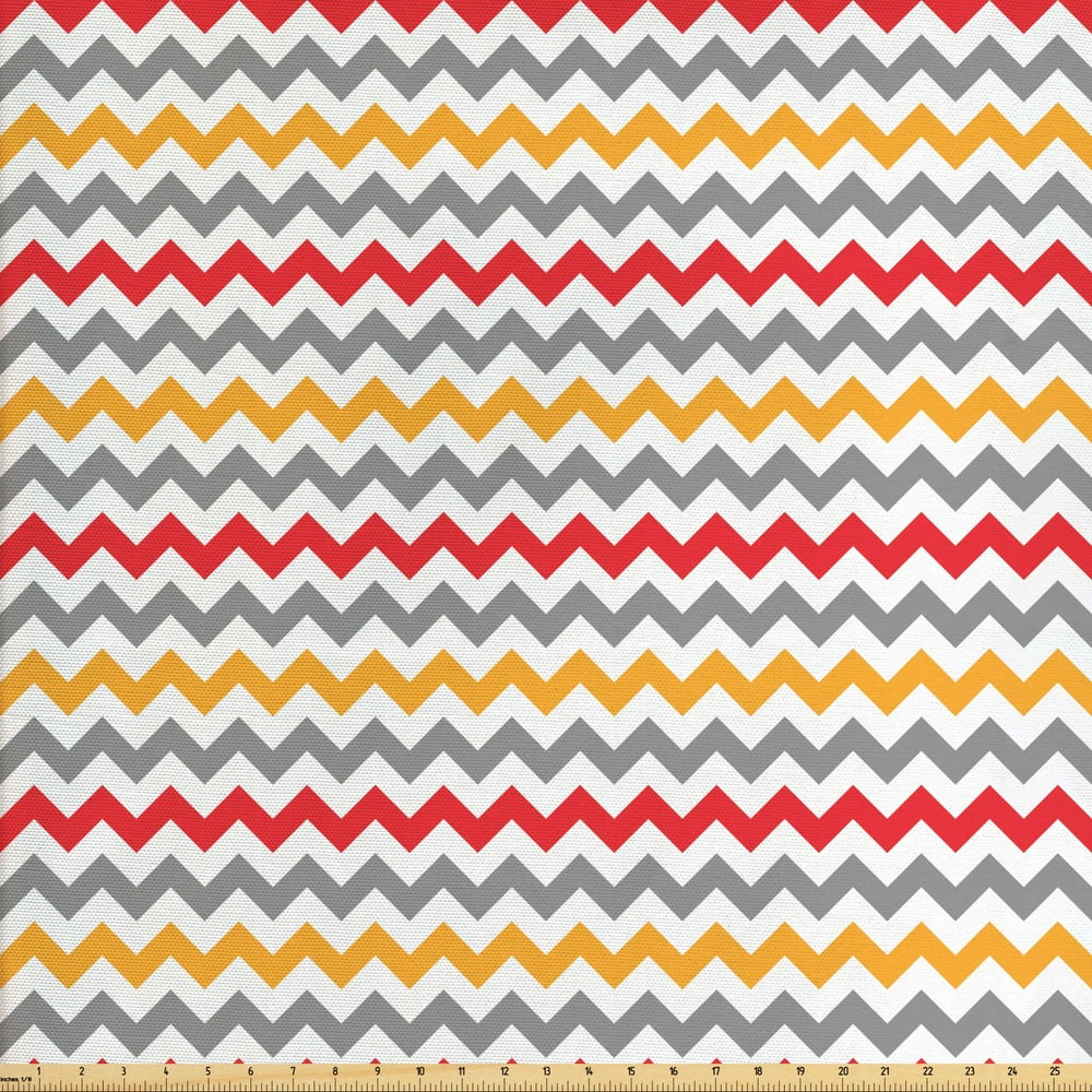 Chevron Fabric by the Yard Upholstery, Retro Chevron Pattern Abstract ...