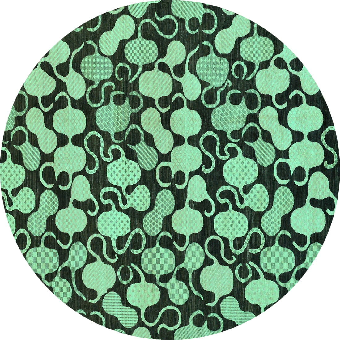 Ahgly Company Indoor Round Abstract Turquoise Blue Modern Area Rugs, 7 ...