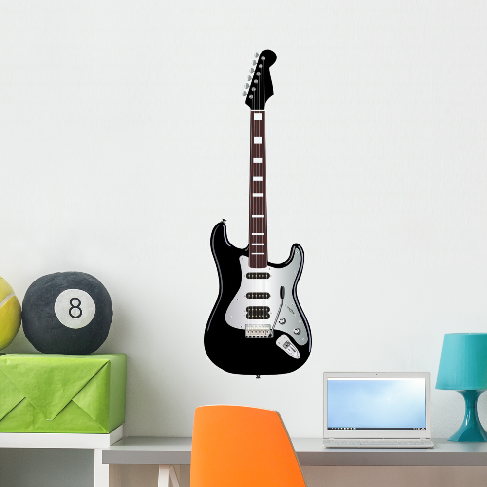 Guitar Wall Decal by Wallmonkeys Peel and Stick Graphic (36 in H x 12 ...