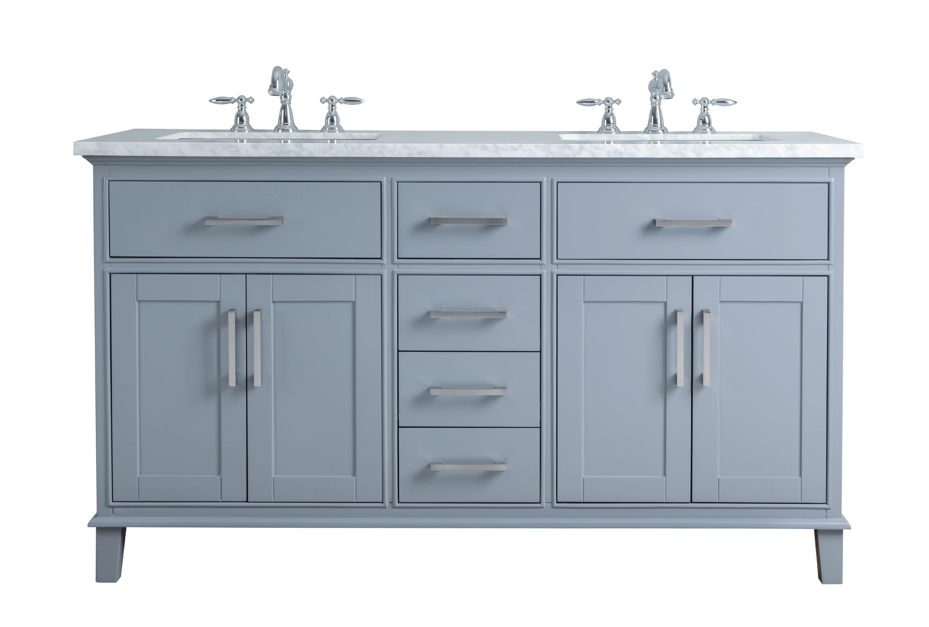 Stufurhome Leigh 60 Inches Grey Double Sink Bathroom Vanity - Walmart.com