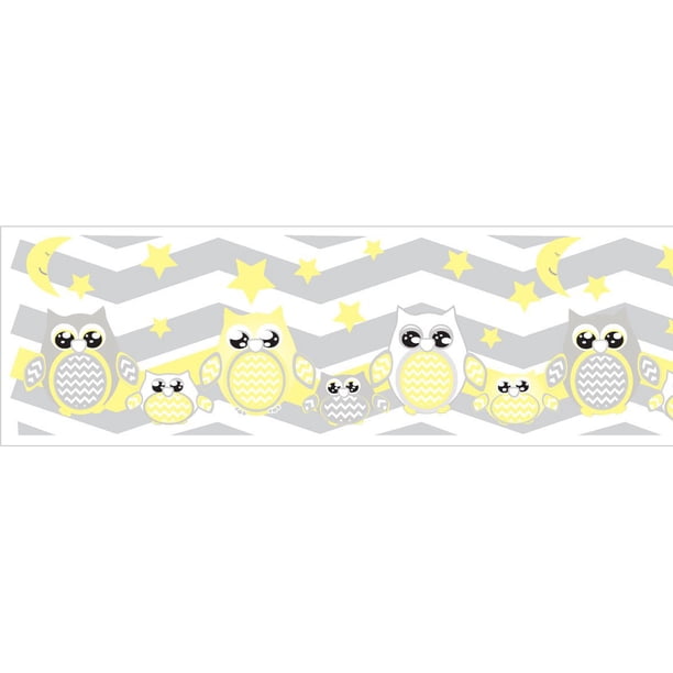 Owl Border Wall Decals Stickers/Chevron Border Nursery Decor - Walmart.com