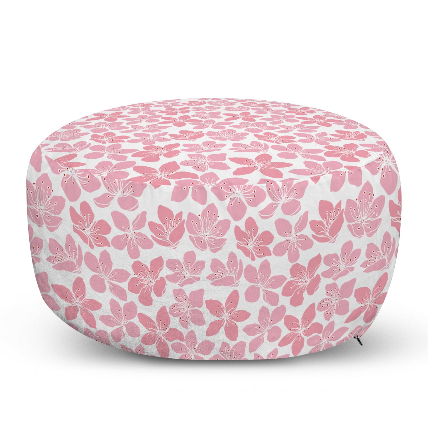 Cherry Blossom Pouf Cover with Zipper, Unevenly Aligned 5 Petal Sakura ...