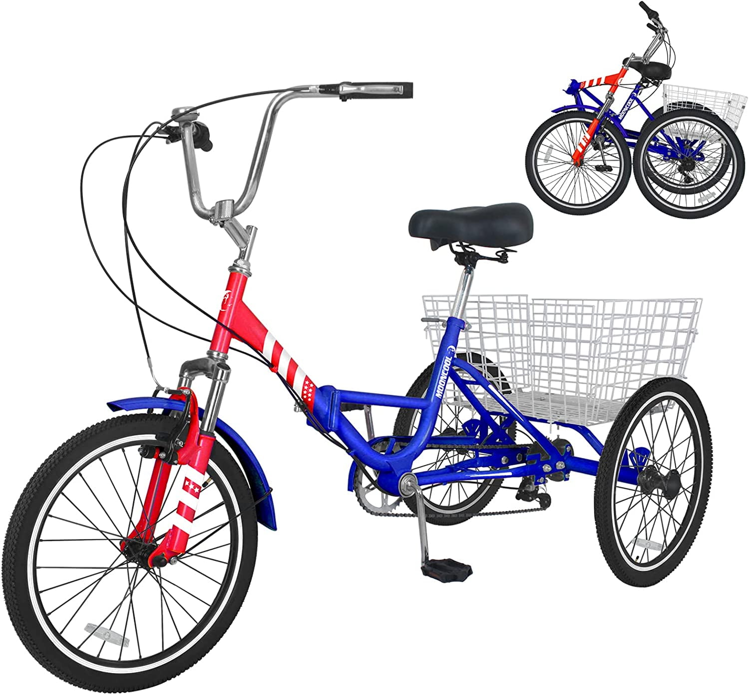 ABORON Adult Folding Tricycles, 7 Speed Folding Adult Trikes, 24 Inch 3 ...