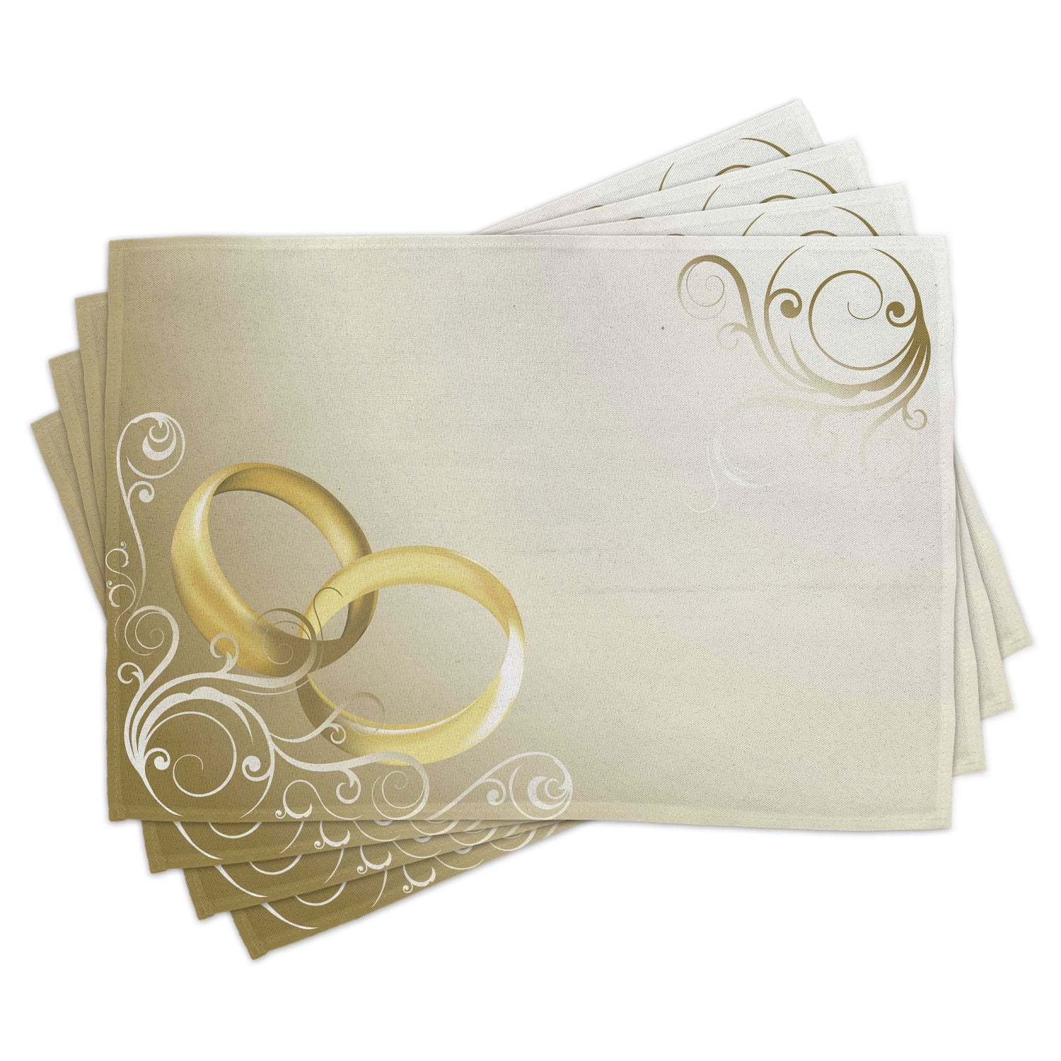 Ambesonne Wedding Place Mats Set of 4, Rings Floral Romantic, Standard ...