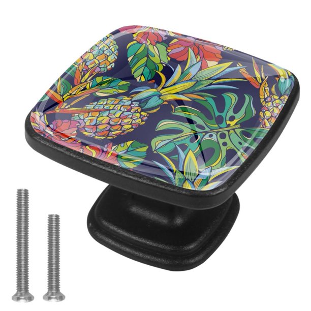 4 Pcs Cabinet Handle Drawer Pulls Pineapple Knobs with Screws Square Furniture Office Cabinet ...