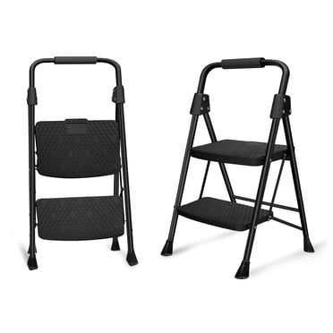 ZENSTYLE Heavy Duty Folding 4 Step Ladder, Portable Steel Step Stool ...