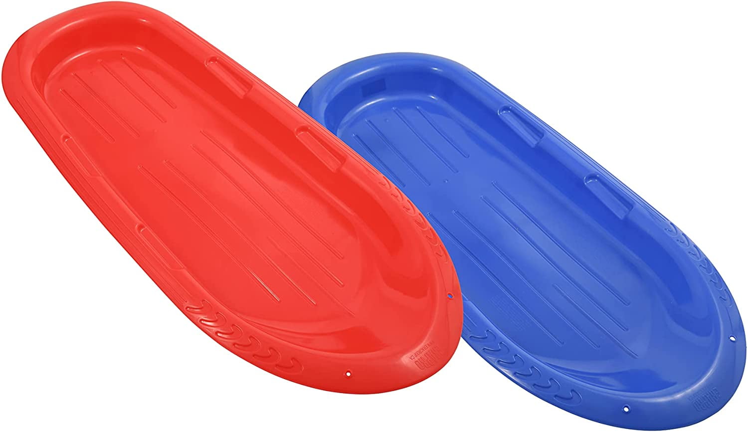 Superio Toboggan Snow Sleds for Kids and Adults, 2 Pack- 36" Plastic ...