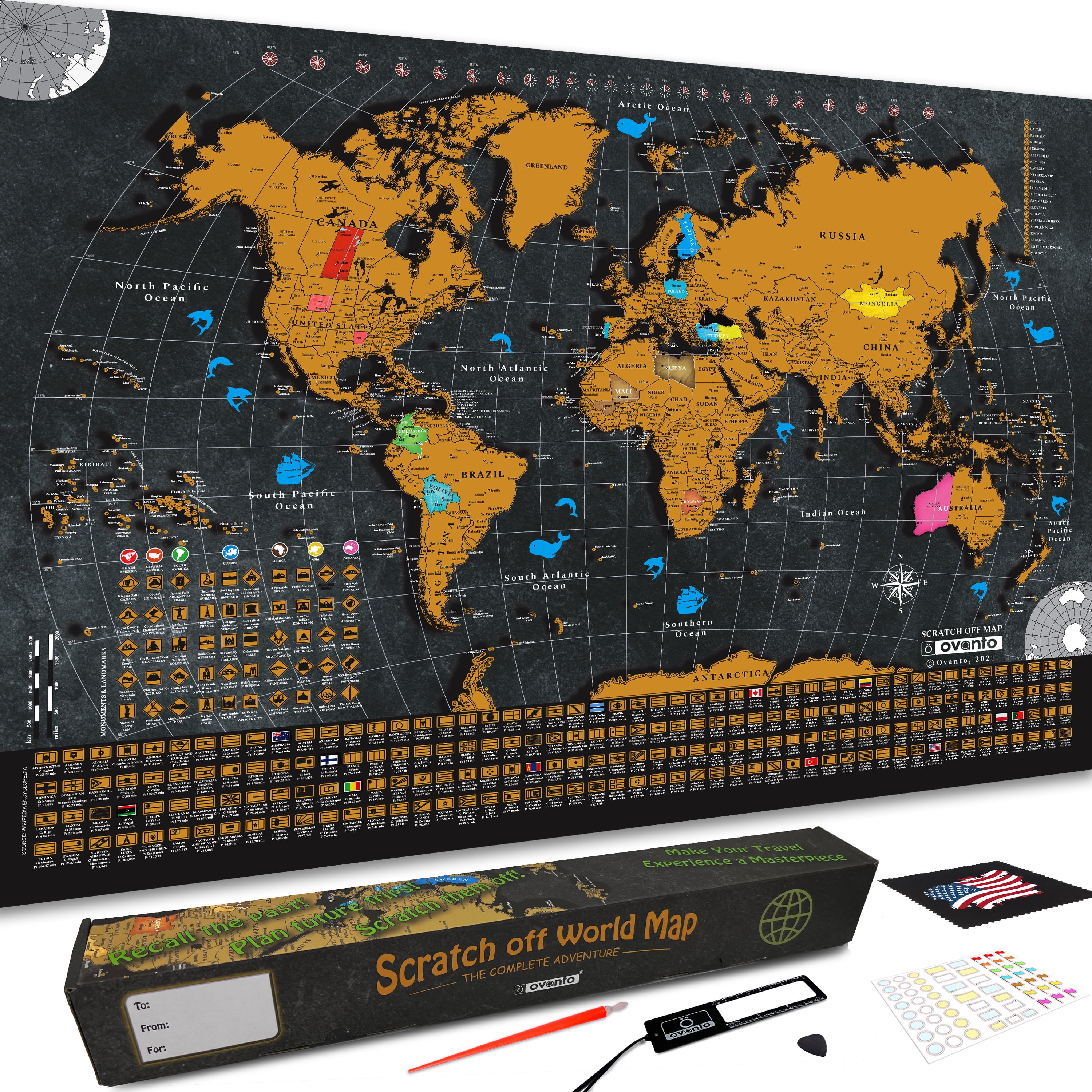 Ovanto Scratch Off World Map - 17x24 Poster with Philippines | Ubuy