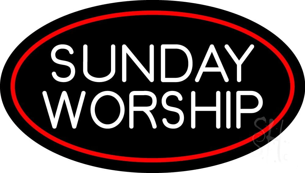 White Sunday Worship LED Neon Sign 20" Tall x 37" Wide - inches Black ...