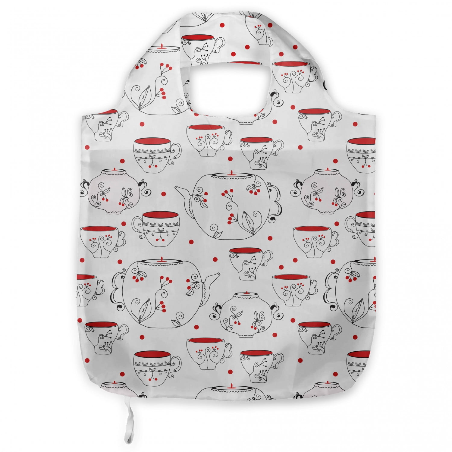 Tea Party Shopping Tote Bag, Doodle Style Crockery Illustration of ...