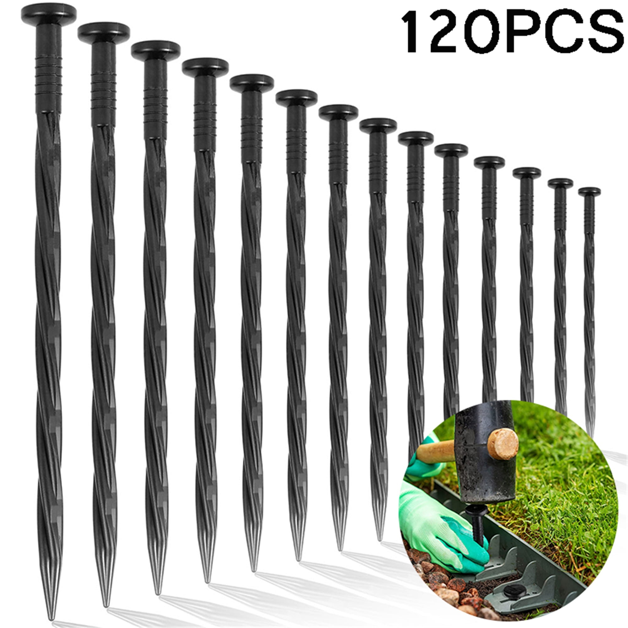 Plastic Edging Stakes, Elbourn 120Pcs 8-Inch Landscape Edging Anchoring ...