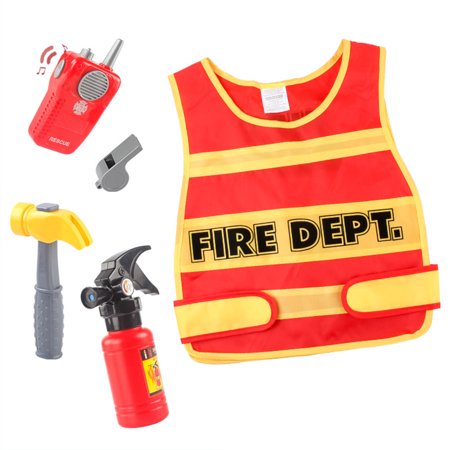 Amyove Simulation Children Firefighting Costume Set Experience Role ...