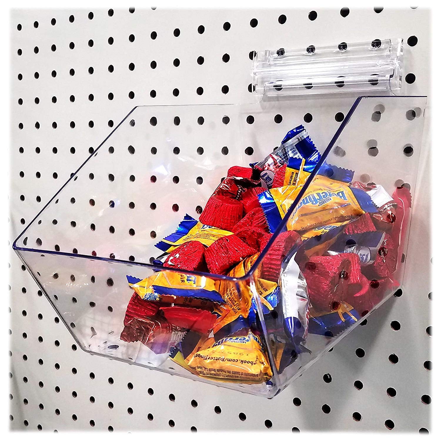 Clear Pegboard Acrylic Bins, Medium Bin for Peg Wall, 6" L x 5.5" H x 9 ...