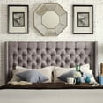 Weston Home Melford Wingback Tufted Linen King Headboard, Dark Grey ...