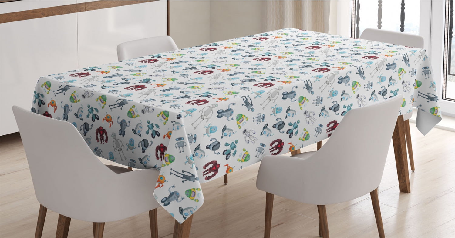 Alien Tablecloth, Mechanical Robots Pattern Scattered on a Plain ...