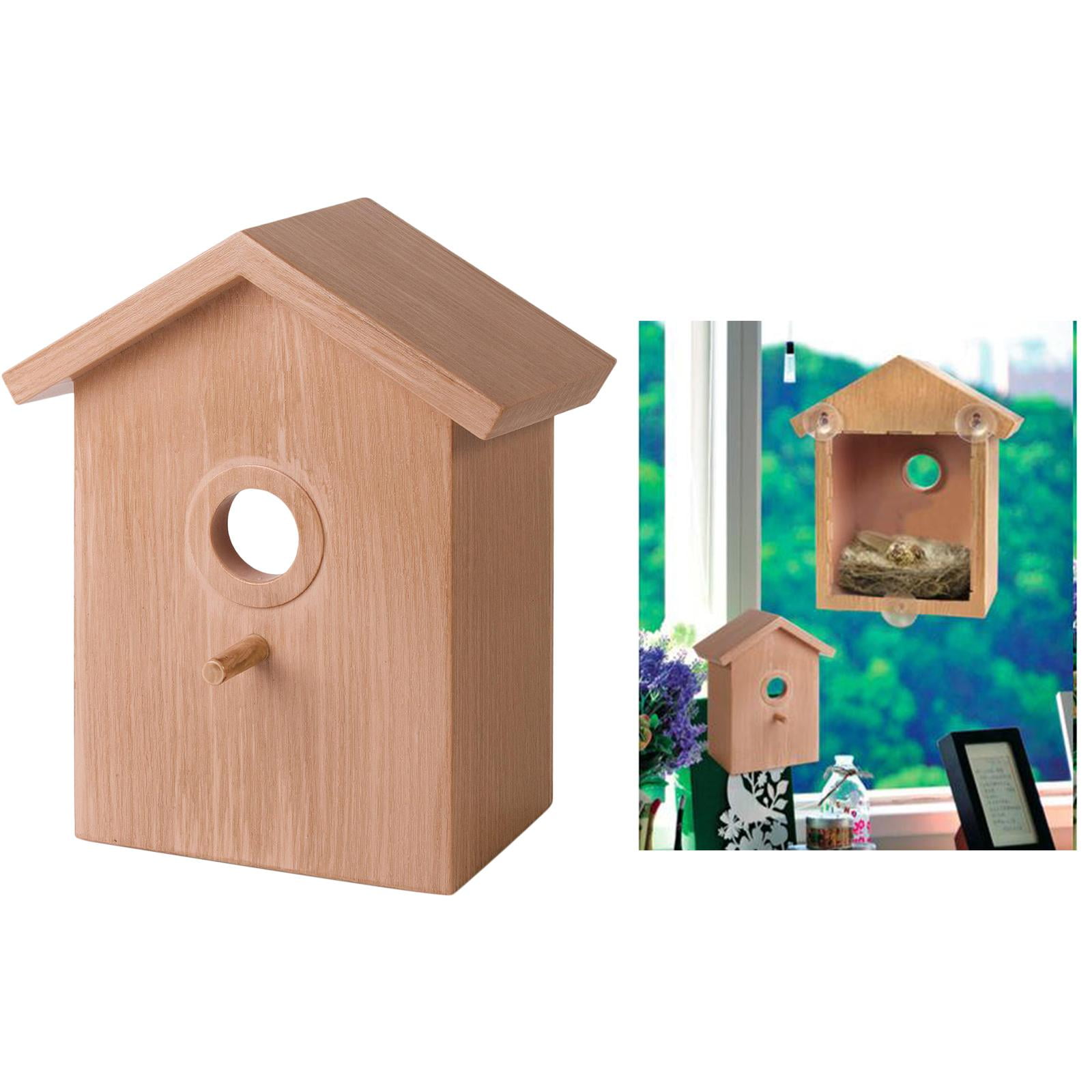 Wooden Bird Nest Outside Wren Sparrow Finch Chickadee Feeder Feeding ...