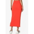 Themogan Womens Plus Side Slit Ponte Knit High Waist Mid Calf Long