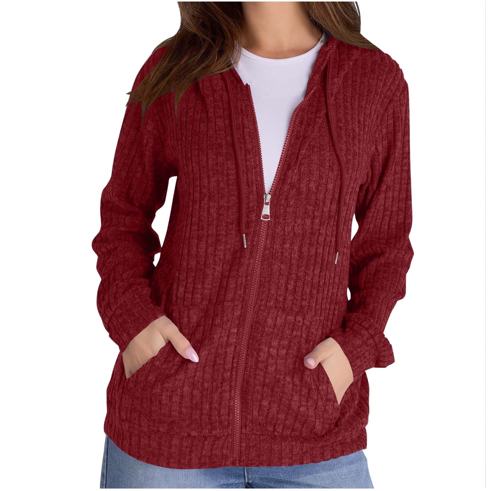 Click here for Lenpel Womens Zip Up Hoodies Soft Long Sleeve Draw... prices