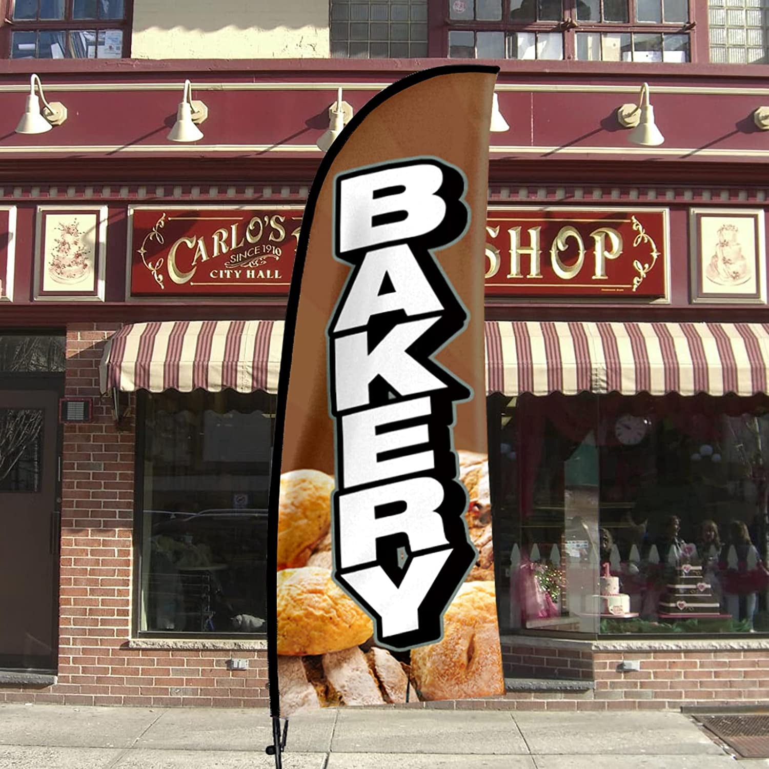 QSUM Bakery Advertising Swooper Flag Sign, Bakery Feather Flag Pole Kit ...