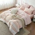 Cozy Comfort Light Pink Comforter Set Queen 7 Pieces, Light Pink White ...