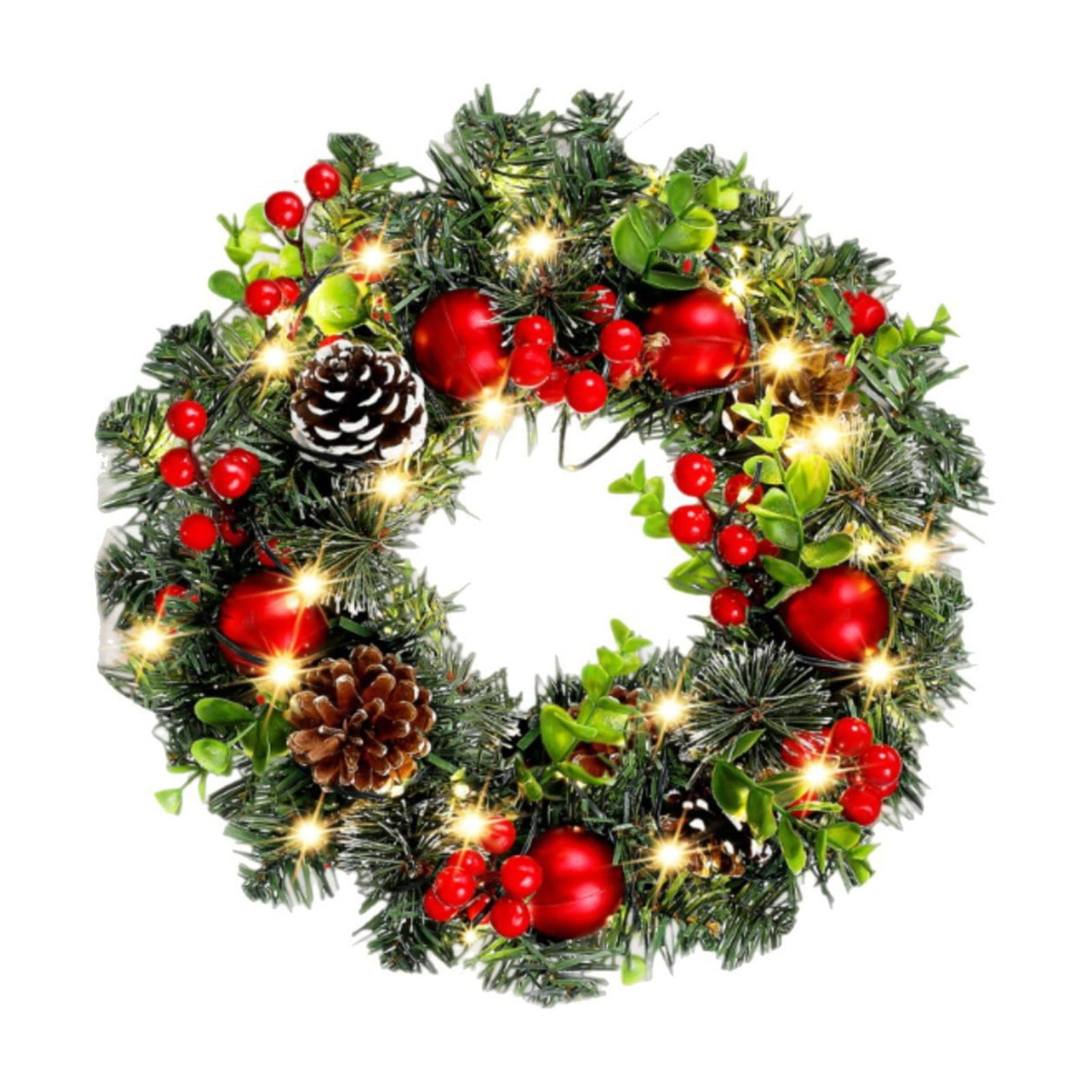 Click here for Eoozwa Christmas Wreath With Lights Berry Vines Ha... prices