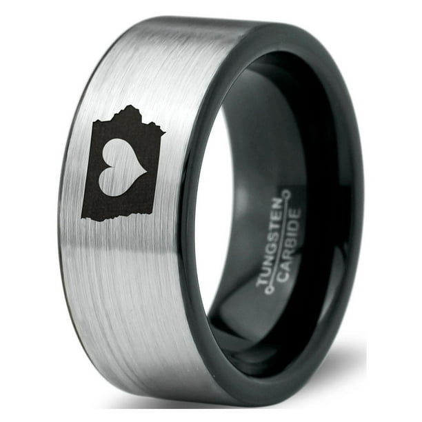 Tungsten Iowa Hawkeye State Heart Band Ring 8mm Men Women Comfort Fit ...