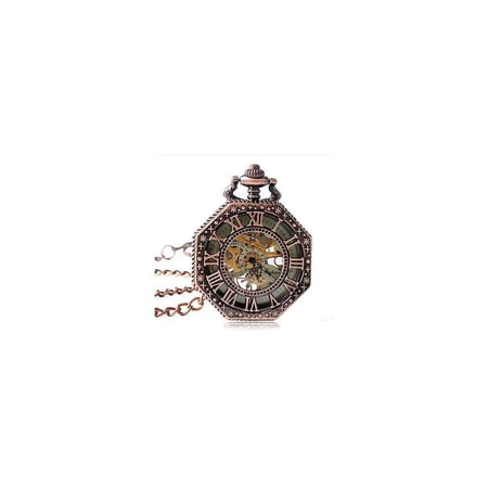 JX026 Octagon Shape Red Copper Roman Numerals Dial Mechanical Watch ...