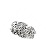 Wide Weave Eternity Rope Criss Cross Knot Ring Sterling Silver Band 925 ...