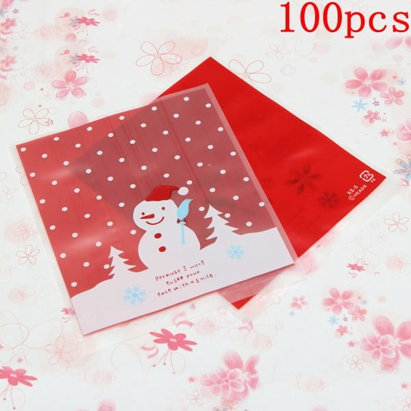 100pcs/lot Lovely Christmas Snowman Cookie Bag Ziplock Candy Cake Gift ...