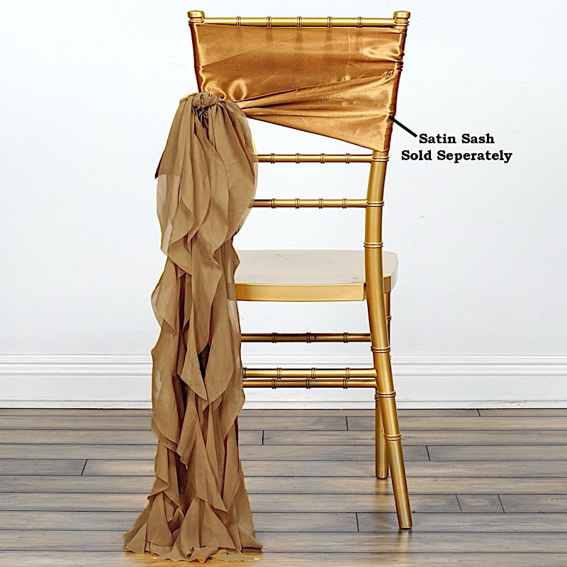 BalsaCircle Curly Chiffon Chair Sash Gold - Walmart.com